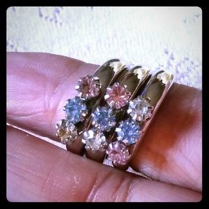Vintage | Jewelry | Vintage Three Stone Stack Rings | Poshmark